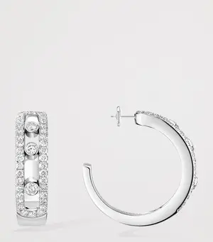 Messika Move Classique Diamond Hoop Earrings In White Gold