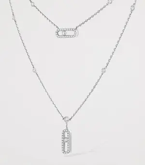 Messika Move Uno White Gold And Diamond Pavé Necklace - Silver