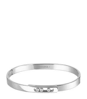 Messika Move Noa Bangle In White Gold And Diamonds - Silver