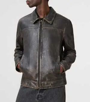 ALLSAINTS Alkan Distressed Leather Biker Jacket
