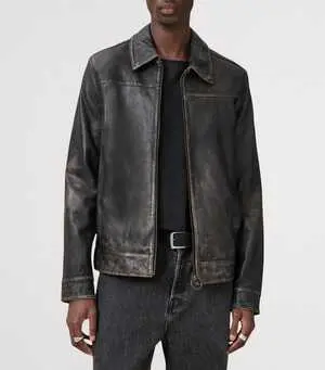ALLSAINTS Alkan Distressed Leather Biker Jacket