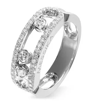 Messika Move Classique 18 Karat White Gold Diamond Pavé Ring - Silver