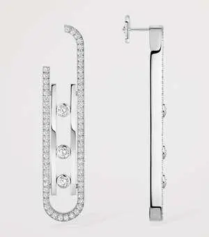 Messika Move 10th Birthday White Gold And Diamond Earrings - Silver