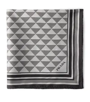 Prada Silk Triangle Print Scarf - Black