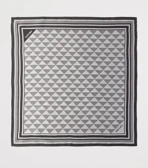 Prada Silk Triangle Print Scarf - Black