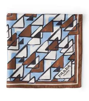 Prada Silk Triangle Print Scarf - Turquoise