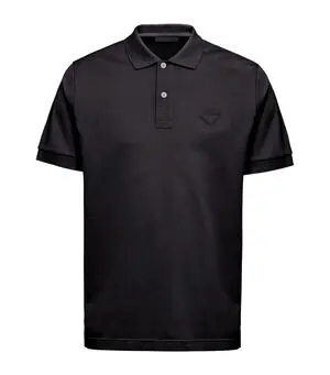 Prada Cotton Piqué Polo Shirt - Black