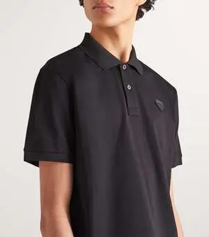 Prada Cotton Piqué Polo Shirt - Black