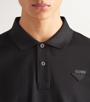 Prada Cotton Piqué Polo Shirt - Black