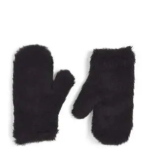 Max Mara Alpaca-wool-silk Mittens - Black
