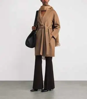 Max Mara Virgin Wool Wrap Coat - Beige