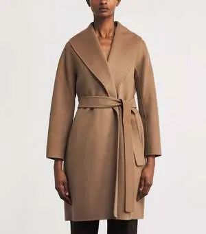 Max Mara Virgin Wool Wrap Coat - Beige