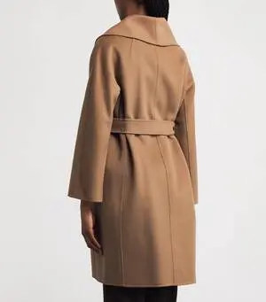 Max Mara Virgin Wool Wrap Coat - Beige