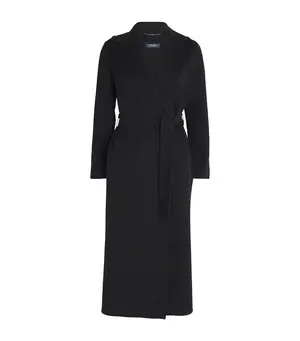 Max Mara Virgin Wool Wrap Coat - Black