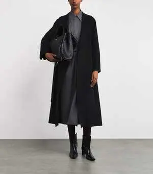 Max Mara Virgin Wool Wrap Coat - Black