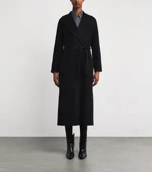 Max Mara Virgin Wool Wrap Coat - Black