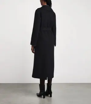 Max Mara Virgin Wool Wrap Coat - Black