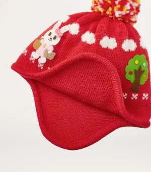MIKI HOUSE Wool-blend Beanie With Appliqu