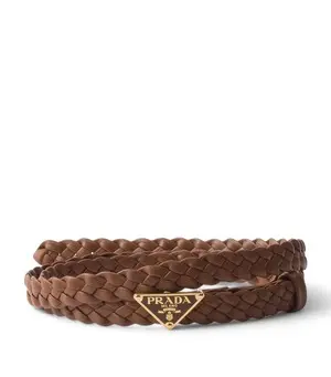 Prada Nappa Leather Braided Belt - Brown