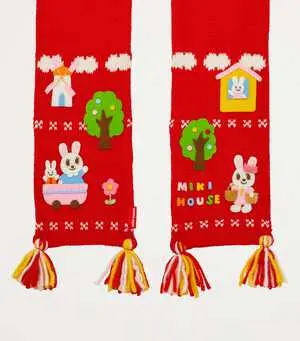 MIKI HOUSE Wool-blend Usako Scarf - Red