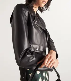 Prada Cropped Leather Biker Jacket