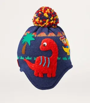 MIKI HOUSE Dinosaur Intarsia Wool-blend Hat - Navy