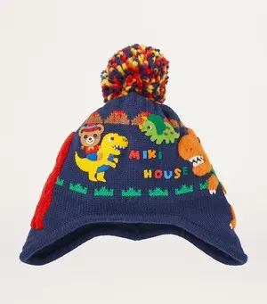 MIKI HOUSE Dinosaur Intarsia Wool-blend Hat - Navy