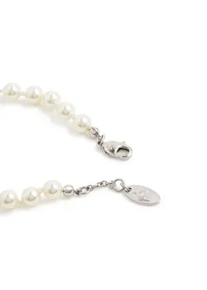 VIVIENNE WESTWOOD Mini Bas Relief Faux Pearl Bracelet - Silver