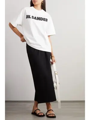 JIL SANDER Printed Cotton-jersey T-shirt - Neutrals