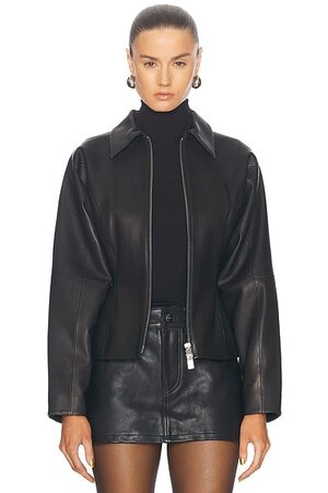 THE SEI Fitted Leather Jacket - Black