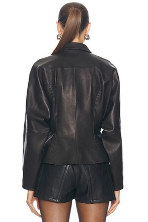 THE SEI Fitted Leather Jacket - Black