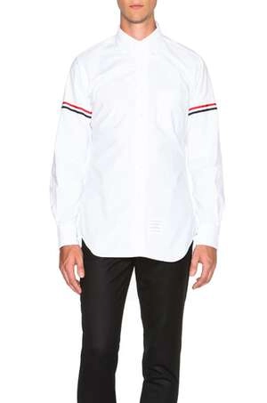 Thom Browne Classic Button Down With Grosgrain Armbands