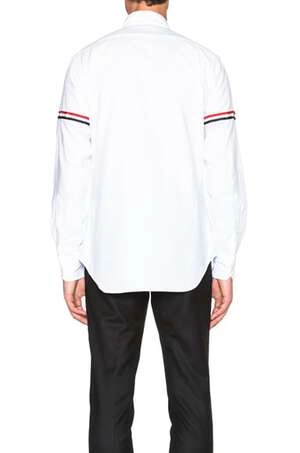 Thom Browne Classic Button Down With Grosgrain Armbands