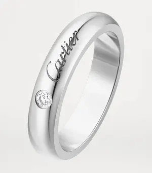 Cartier C De Wedding Band With Single Diamond