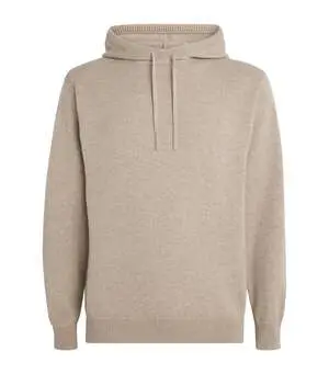 Harrods Cashmere Hoodie With Drawstring - Beige