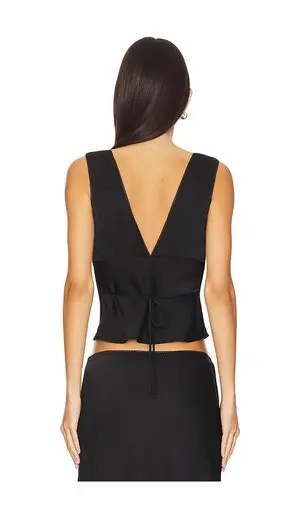 NIA Celia Top With Rosette Embellishment - Black