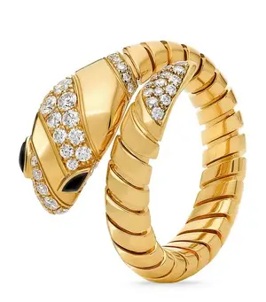 BVLGARI 18-karat Yellow And Diamond Serpenti Ring - Gold
