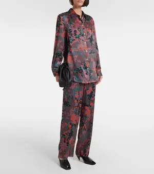 Asceno Printed Silk Charmeuse Shirt