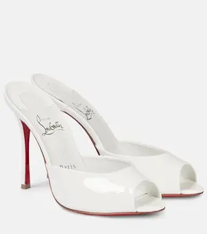 CHRISTIAN LOUBOUTIN Bridal Me Dolly Patent Leather Mules - White