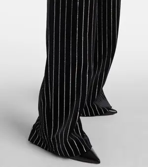 Alex Perry Embellished Velvet Straight Leg Trousers