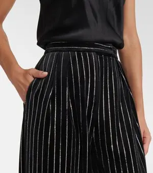 Alex Perry Embellished Velvet Straight Leg Trousers