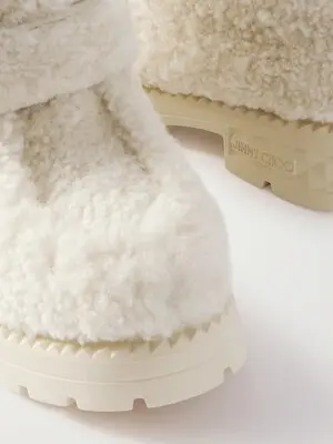 JIMMY CHOO Shea Faux Pearl Embellished Shearling Ankle Boots