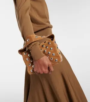 Khaite Small Elena Studded Suede Shoulder Bag