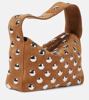 Khaite Small Elena Studded Suede Shoulder Bag