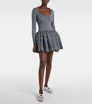 Alaïa Leather-trimmed Fishnet Ballet Flats - White