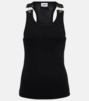 JEAN PAUL GAULTIER Ribbed Cotton Tank Top - Black