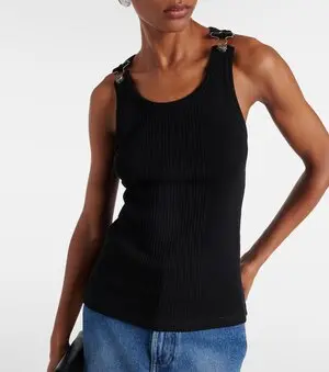 JEAN PAUL GAULTIER Ribbed Cotton Tank Top - Black