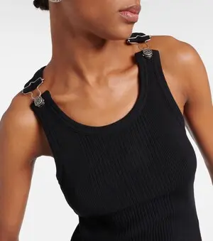 JEAN PAUL GAULTIER Ribbed Cotton Tank Top - Black