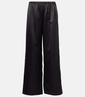 Asceno Austin Silk And Wool Wide-leg Pants - Black