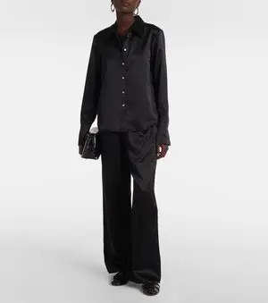 Asceno Austin Silk And Wool Wide-leg Pants